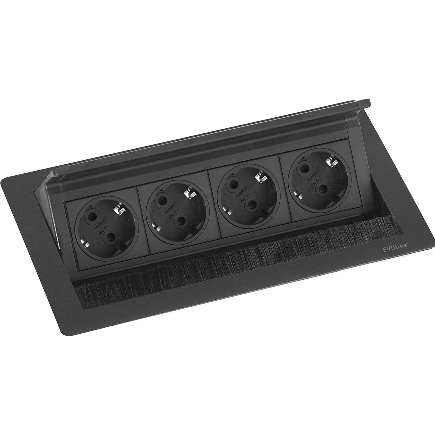Evoline Flip Top Push Data M Steckdosenleiste 4x Schukosteckdosen, schwarz - Galaxus