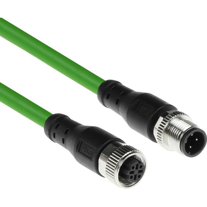 ACT Industrial 3.00 meters Sensor cable M12D 4-pin male to M12D 4-pin ...