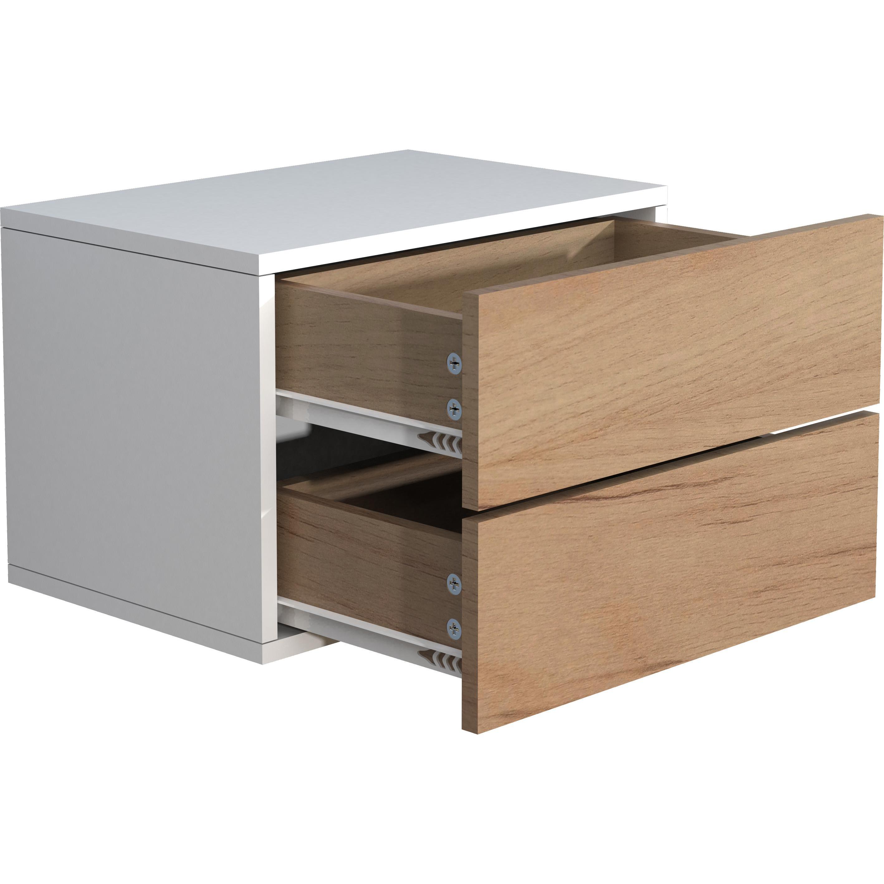 VCM Comodino con cassetto a muro in legno Comodino con cassetto a muro ...