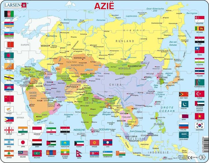 Selecta Spielzeug Larsen Puzzle Karte Asien mit Flaggen, 70-tlg. - Galaxus