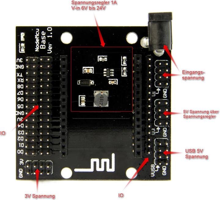 Purecrea ESP8266 NodeMCU V3 Base Board ProtoShield mit Spannungsregler ...