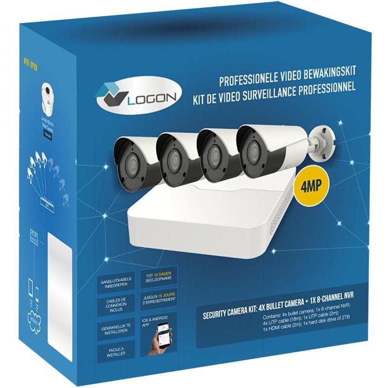 Logon Kit caméra IP - 4 x 4MP bullet extérieur - POE NVR avec disque ...